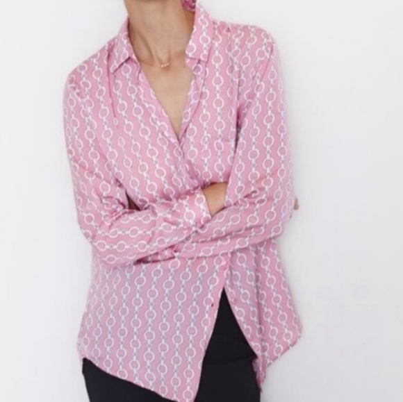 Zara | Tops | Zara Chain Link Print Blouse | Poshmark